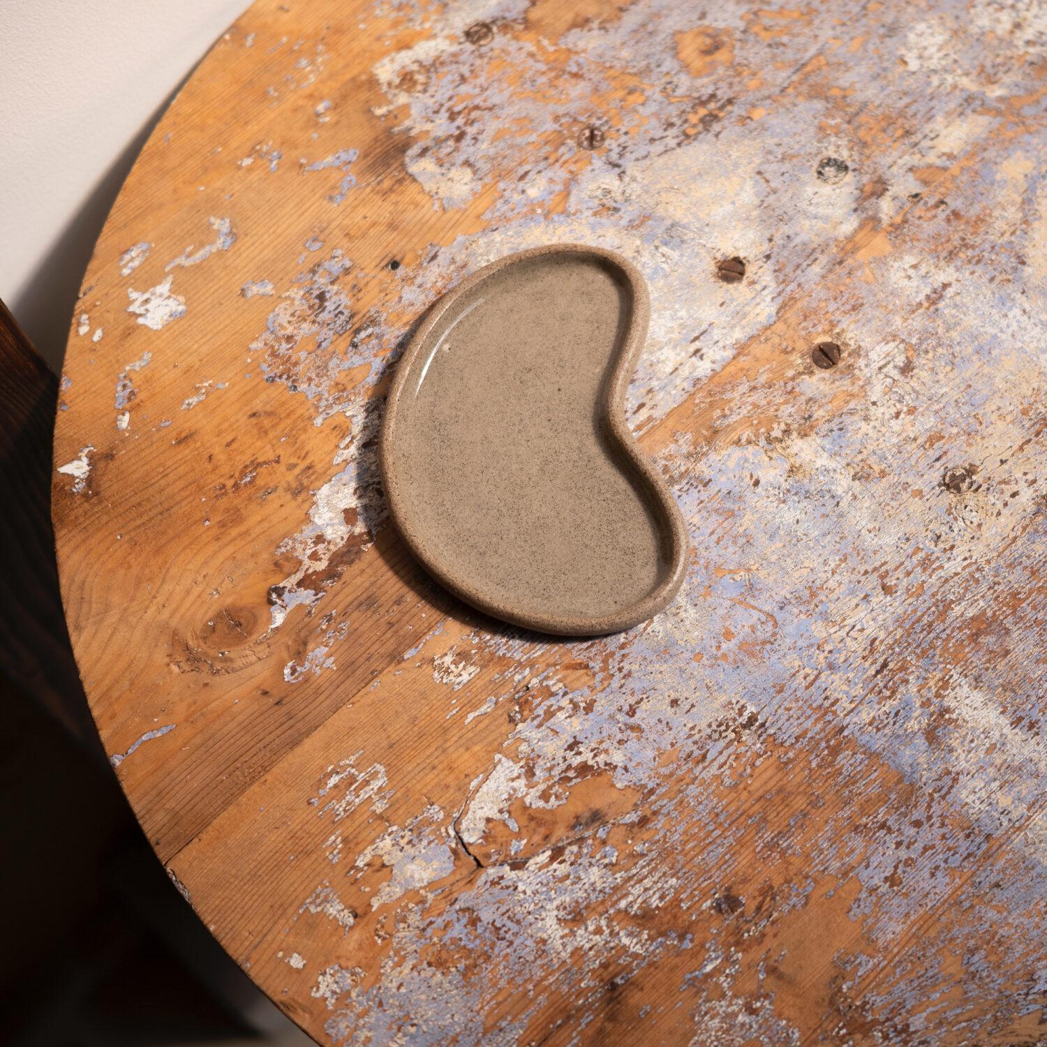 Free Form Plate / Grey Clay and Sheer Glaze - Objet d' art